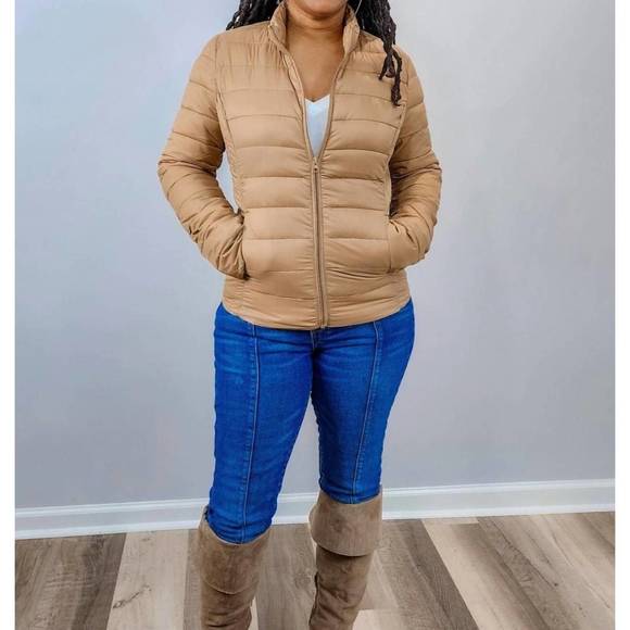 Love Tree | Jackets & Coats | New Love Tree Thermal Puffer Jacket In Camel | Poshmark